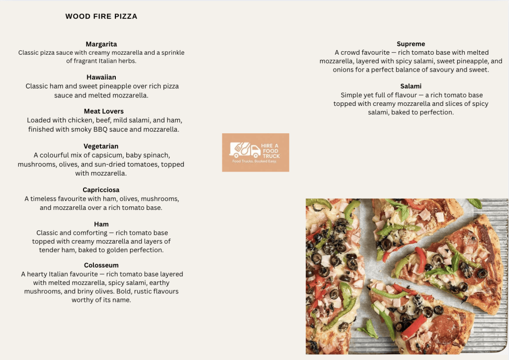 Gourmet Wood Fire Pizza - Hire A Food Truck