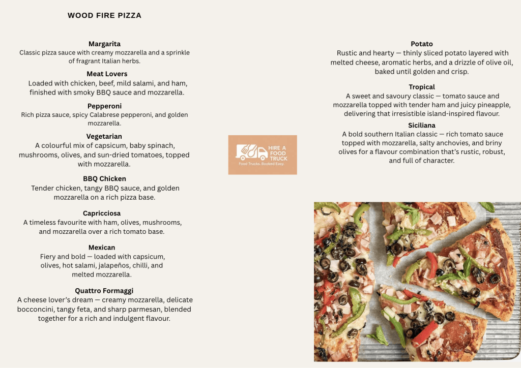 Gourmet Wood Fire Pizza - Hire A Food Truck
